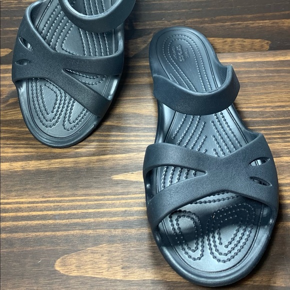 CROCS | Shoes | Crocs Kelli Iconic Strappy Slides Sandals Black Womens ...